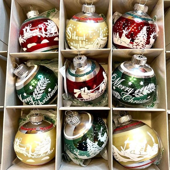 Christopher Radko | Holiday | 9 Radko Flocked Christmas Scenes Glass ...